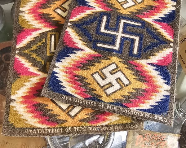 Navajo Swastika Tobacco Felt Rug Set Originals 1900-1916 Era