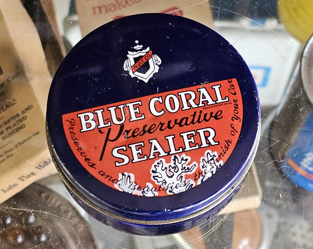 Blue Coral Preservative Sealer Jar Original Glass Embossed