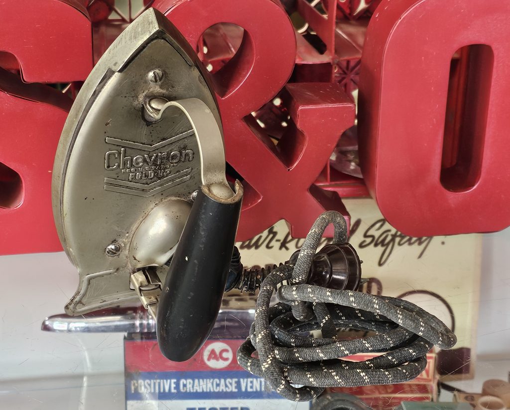 Chevron Fold-Up Iron With Original Cord Tested Working