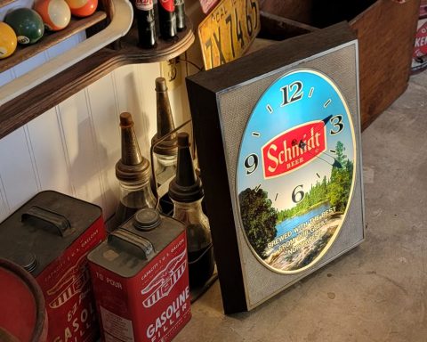 Schmidt Beer Lighted Clock Lights & Works Nicely