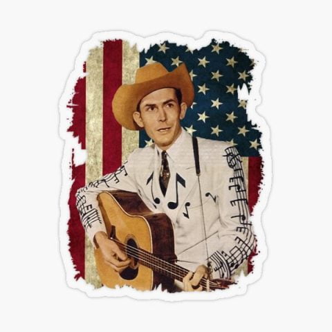 Hank Williams American Legend Art Depicting Him With Flag